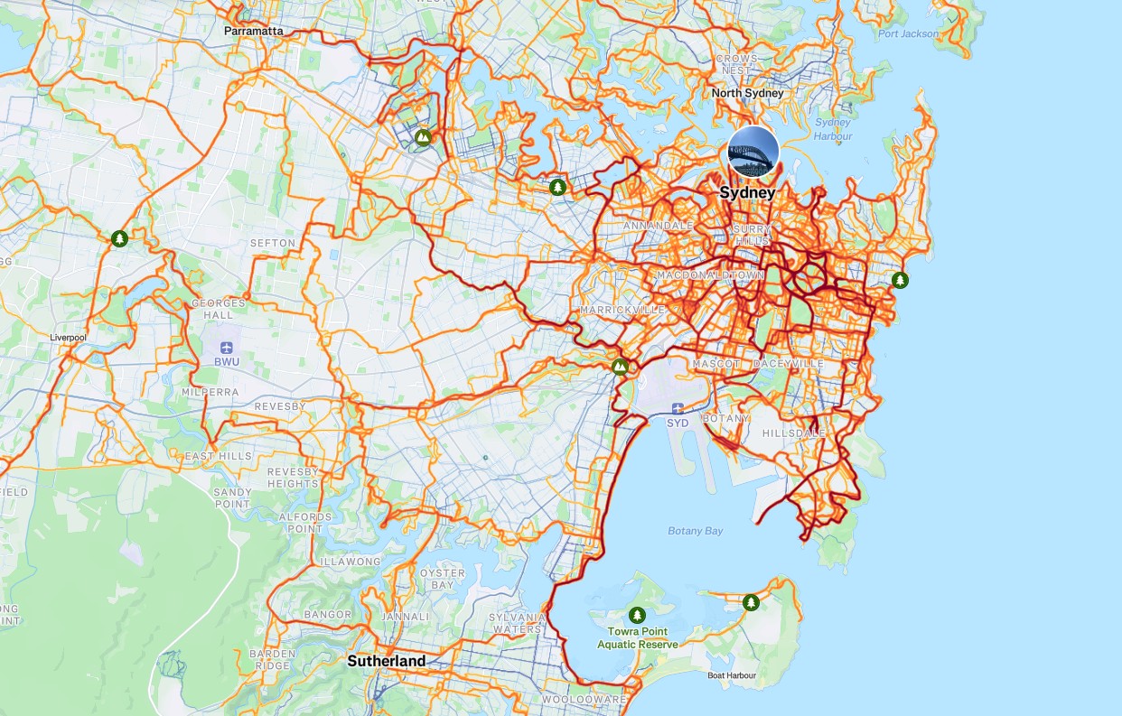 strava heat map – CycleSydney